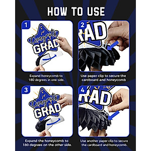 VICHTOP 2024 Graduation Party Decorations - Class of 2024 Blue Theme Decorations with Congrats Grad Table Centerpiece - Stunning Blue Graduation Decor for a Memorable Celebration