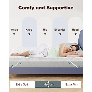 Slumbrae [Full XL] Mattress Topper, 4" Memory Foam Mattress Topper with Ultra Soft Cover & Corner Straps, CertiPUR-US Certified, Dark Grey