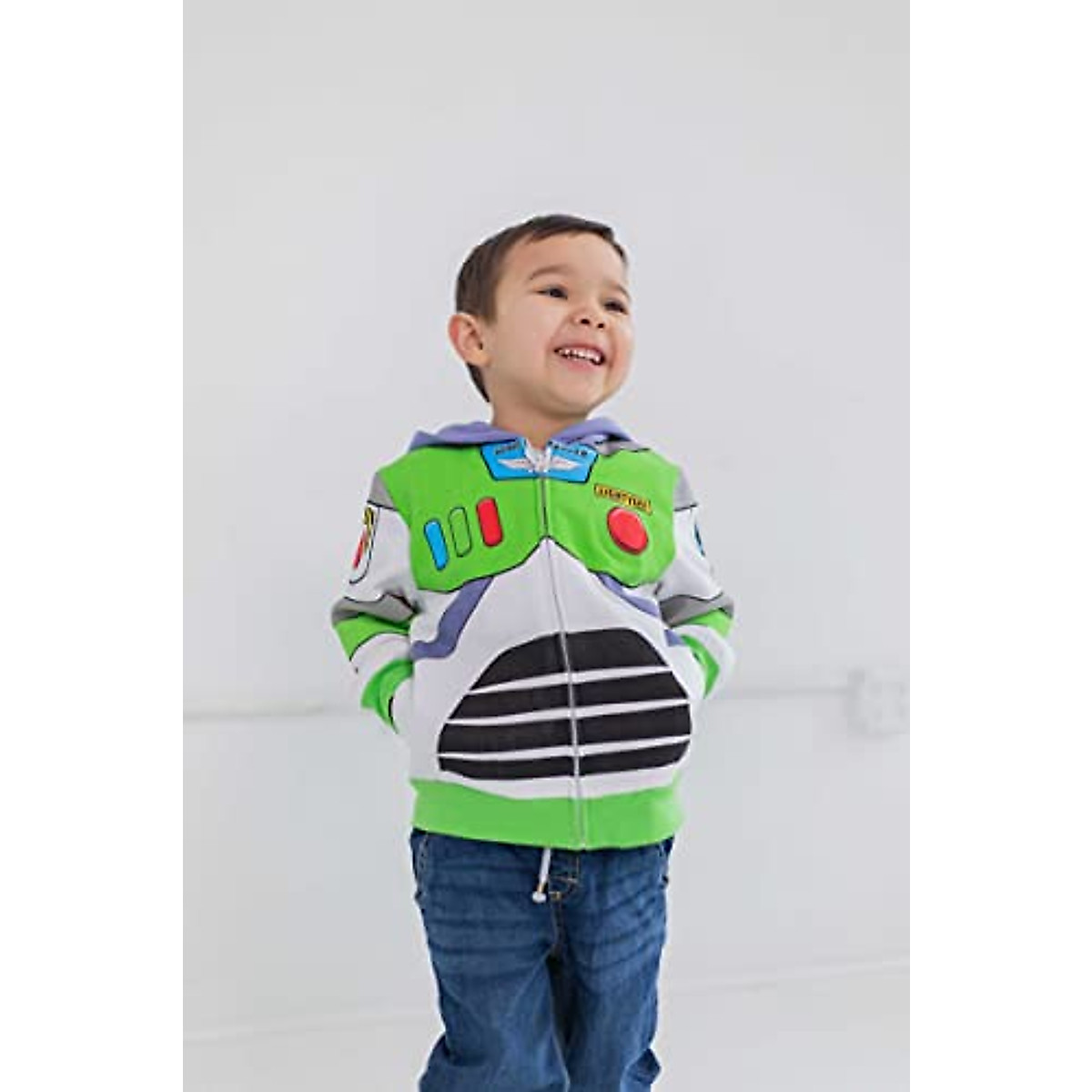 Disney Pixar Toy Story Buzz Lightyear Toddler Boys Fleece Zip Up Hoodie Green 3T