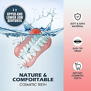 Fake Teeth, 2 PCS Veneers Dentures Socket for Women and Men, Dental Veneers for Temporary Tooth Repair Upper and Lower Jaw, Protect Your Teeth and Regain Confident Smile, Bright White-5-5