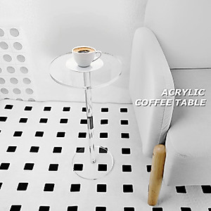 VRFRSX Acrylic Round Drink Table for Small Spaces,Minimalist End Table/Side Table for Living Room,9.8" L x 9.8" W x 21.5" H,Clear
