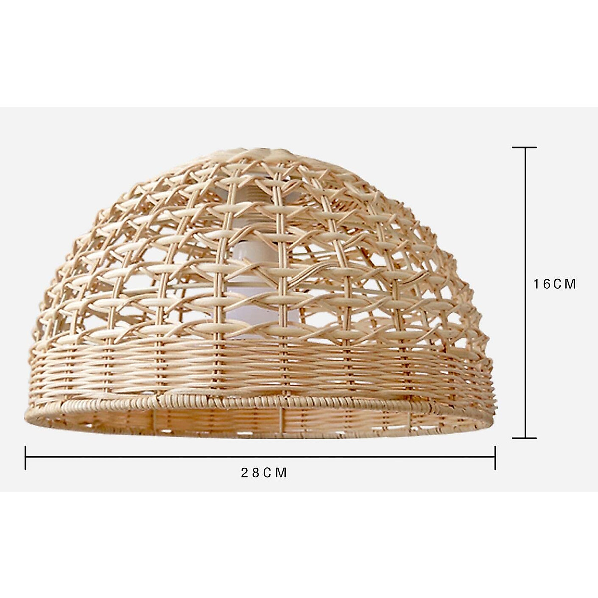 RISEON Rattan Lamp Shade, Woven Hanging Pendant Lampshade, Country Cottage Wicker Basket Chandelier Lamp Cover Rustic Ceiling Light Fixture Table Lamp Floor Lamp Light for Bedroom Living Room Hallway