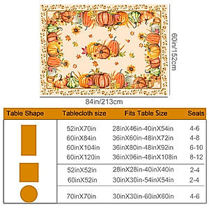 Cusugbaso Fall Tablecloth 60x84 Inch Rectangle - Fall Decor for Home - Water Resistant Thanksgiving Table Cloth Rectangle for Party,Table, Outdoor Decorations
