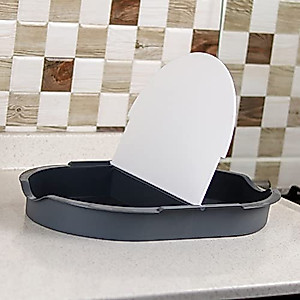 DecoBella 2-Chamber Cutting Board, Chopping Board with Food Container and Optional Strainer, Multi-Purpose Cutting Board, Countertop Easy Food Washer Strainer, Sink Cutting Board (WHITE/GRAY)