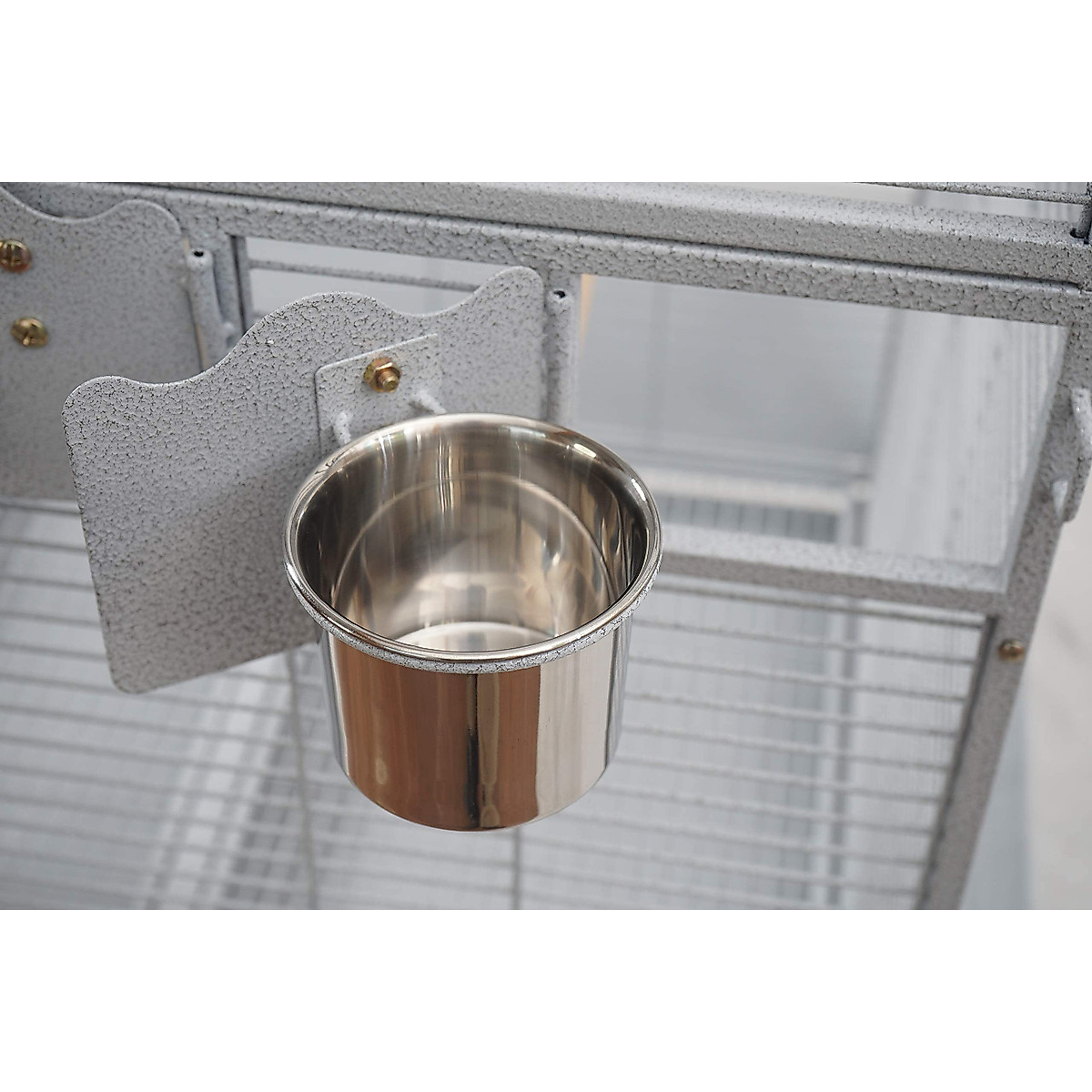 Flyline Corner Bird Cage for Cockatiel Parakeet Black and White (White Vein)