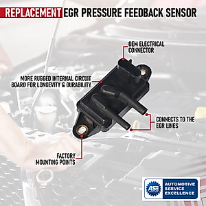 EGR - Exhaust Gas Recirculation Pressure Feedback Sensor - Replaces DPFE15, F77Z9J460AB, F77Z9J460AB, VP8T - Compatible with Ford, Lincoln, Mercury Vehicles - Expedition, Escape, Focus, F-150
