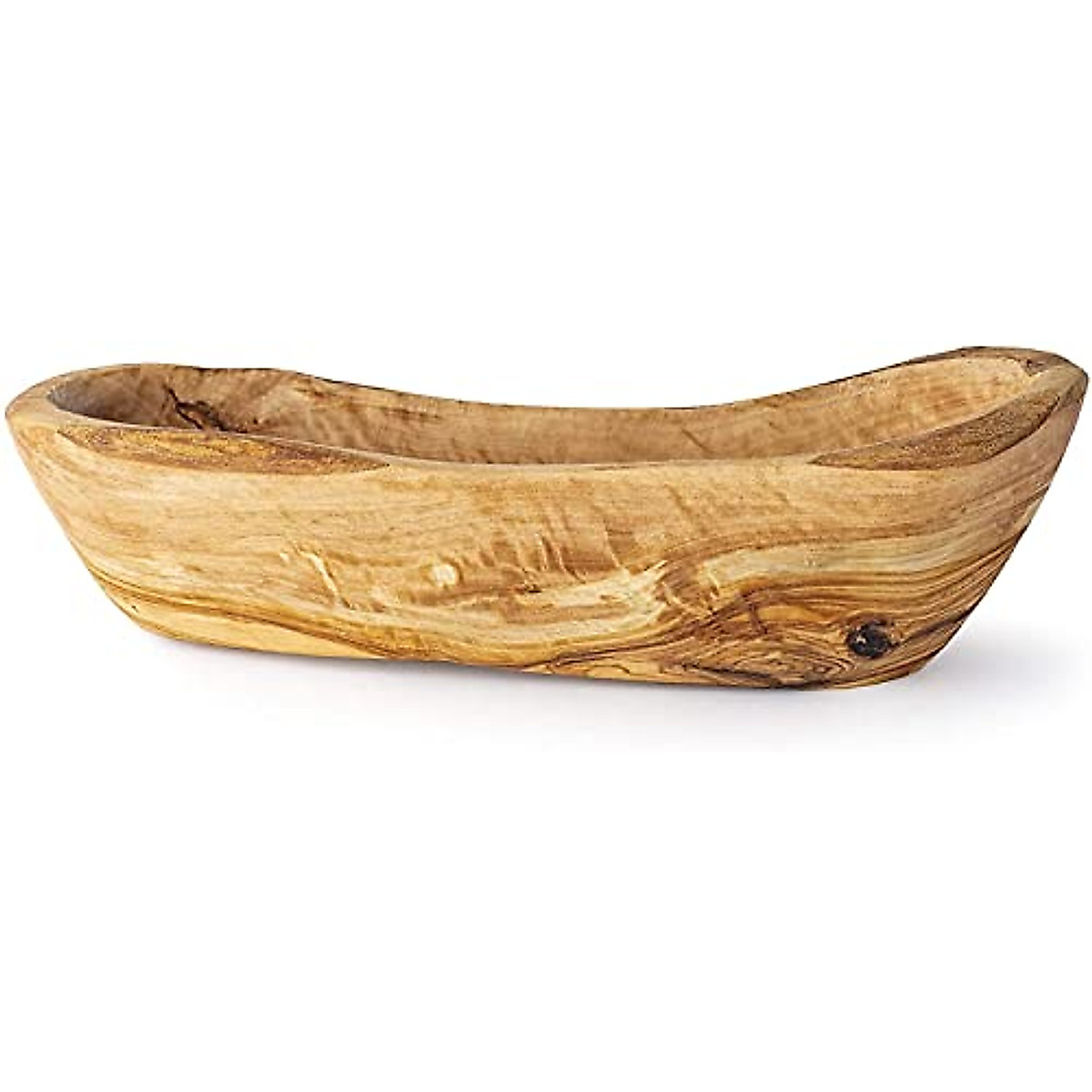 Forest Decor Set of 1 Decorative Wood Bowl - 9.5" Wooden Boat Shaped Bowl for Fruit - Olive Wood Snack Bowls - Handmade Rustic Serving Bowls - Table Countertop Wood Centerpiece for Home Décor