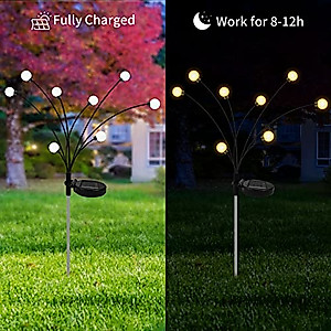 DLAOUM Solar Powered Firefly Lights - Solar Lights Outdoor Waterproof 8LED Starburst Swaying Garden Lights for Yard Path Landscape Decorations