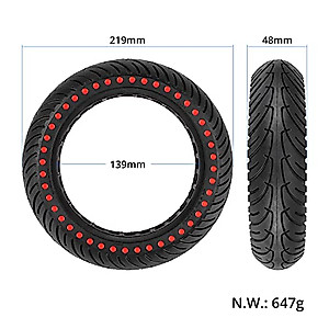YBang Scooter Honeycomb Solid Tire 8 1/2 × 2 Rubber Tire 8.5 Inch Tubeless Tire for Xiaomi Mi 3/1S/M365/PRO/PRO2 for Gotrax Gxl V2/XR Electric Scooter (2 PCs, Red)
