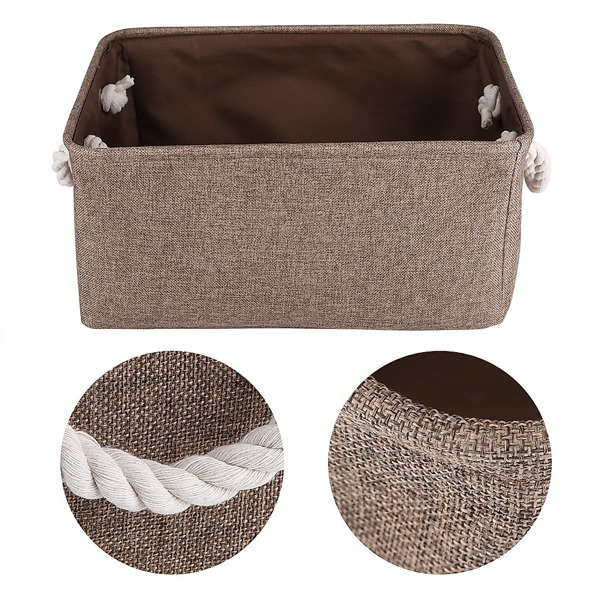 Foldable Storage Bins Fabric Cloth Storage Baskets Towel Laundry Box Container Organizers for Clothes Kids Toy Storage (Brown)