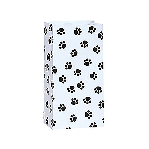 A1 Bakery Supplies 50/set Paw Print Black & White - All-occasion Paper Favor Gift Bags - 2lb - 4-1/4x2-3/8x8-3/16 MADE IN USA
