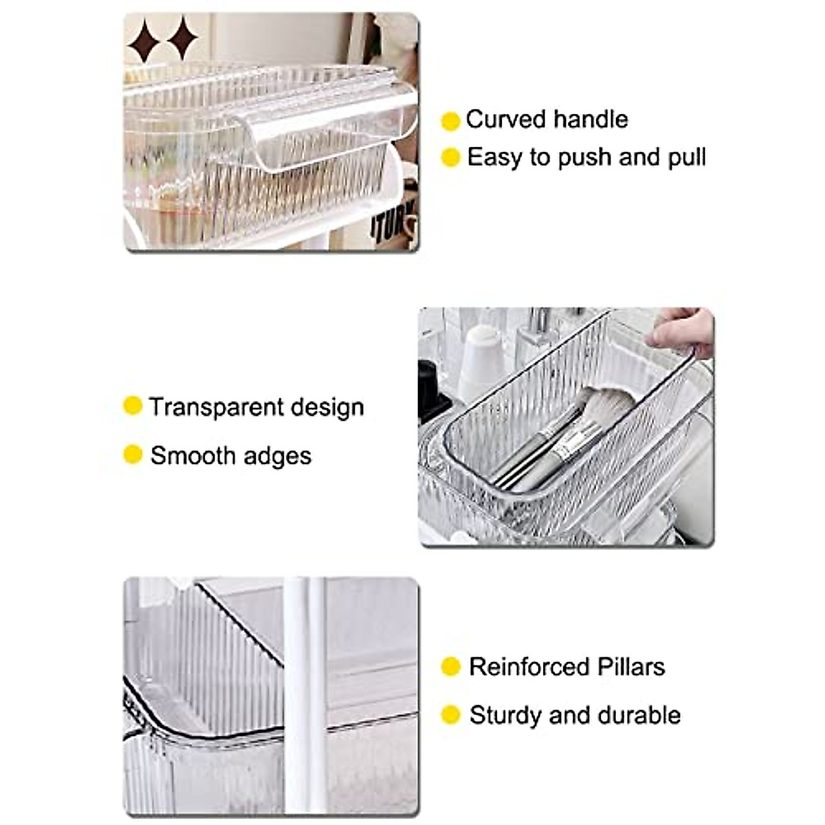 2 Tiers Under Sink Organizers And Storage, Plastic Storage Basket Drawers With Handle, White Multi-Purpose Pull Out Cabinet Organizer Shelf, Counter Organizing Tray For Kitchen, Office, Bathroom