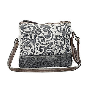 Myra Bag Dual Strap Cowhide & Upcycled Canvas Small Bag S-1150