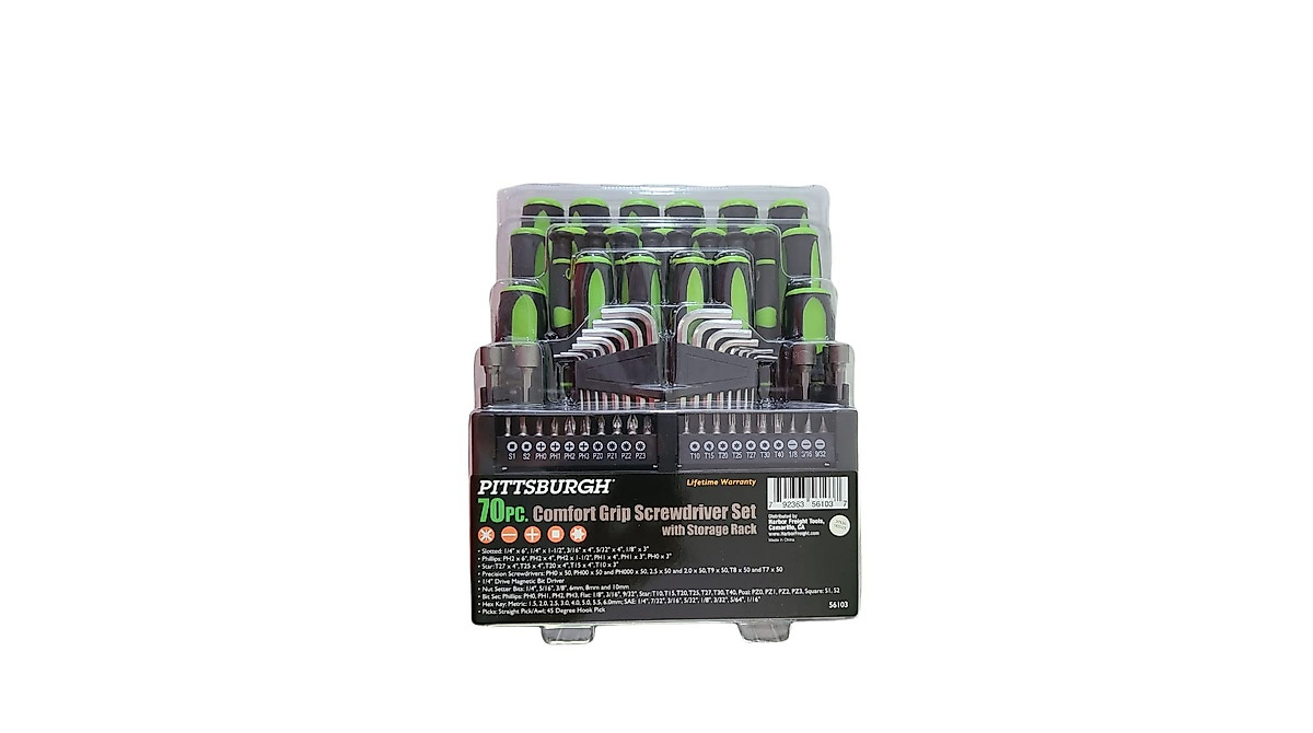 PITTSBURGH Comfort Grip Screwdriver Set - 70 Pieces