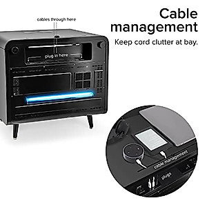 sobro Smart Side/Nightstand Table - with Cooling Drawer, Wireless Charging, Bluetooth Speakers, USB-C and 120V outlets, LED Light, Black/Black