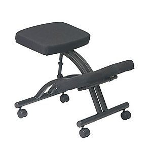 Office Star Ergonomically Designed Knee Chair with Casters, Memory Foam and Black Metal Base Black, 200 lbs (KCM1420)