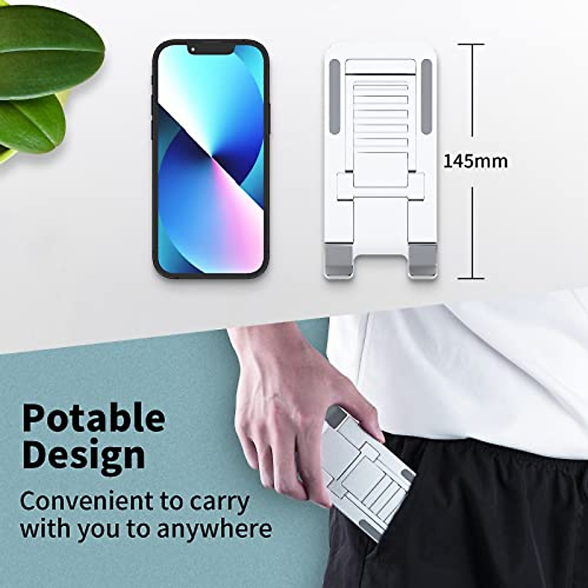 TITACUTE Cell Phone Stand for iPhone 14 Pro Max 13 12 11 XR Samsung A53 S22 S21 S20 Galaxy Z Flip 4 Pixel Aluminum Adjustable Cradle Holder Tablet Kickstand iPad Mini Air Desk Home Office, Silver