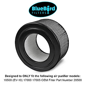 BlueBird Filters HEPA Filter for Air Purifier Honeywell Model 10500 (EV-10) 17000 17000-S 17005 OEM Part Number 20500