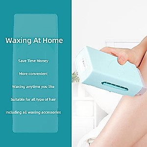 Portable Waxing Roller Kit for Hair Removal,Roll on Waxer,Rolling Wax,Waxing Kit for Women and Men,1 Portable Wax Warmer (Heater), 2 Roll On Wax Cartridge,100pcs Depilatory Paper (Green)