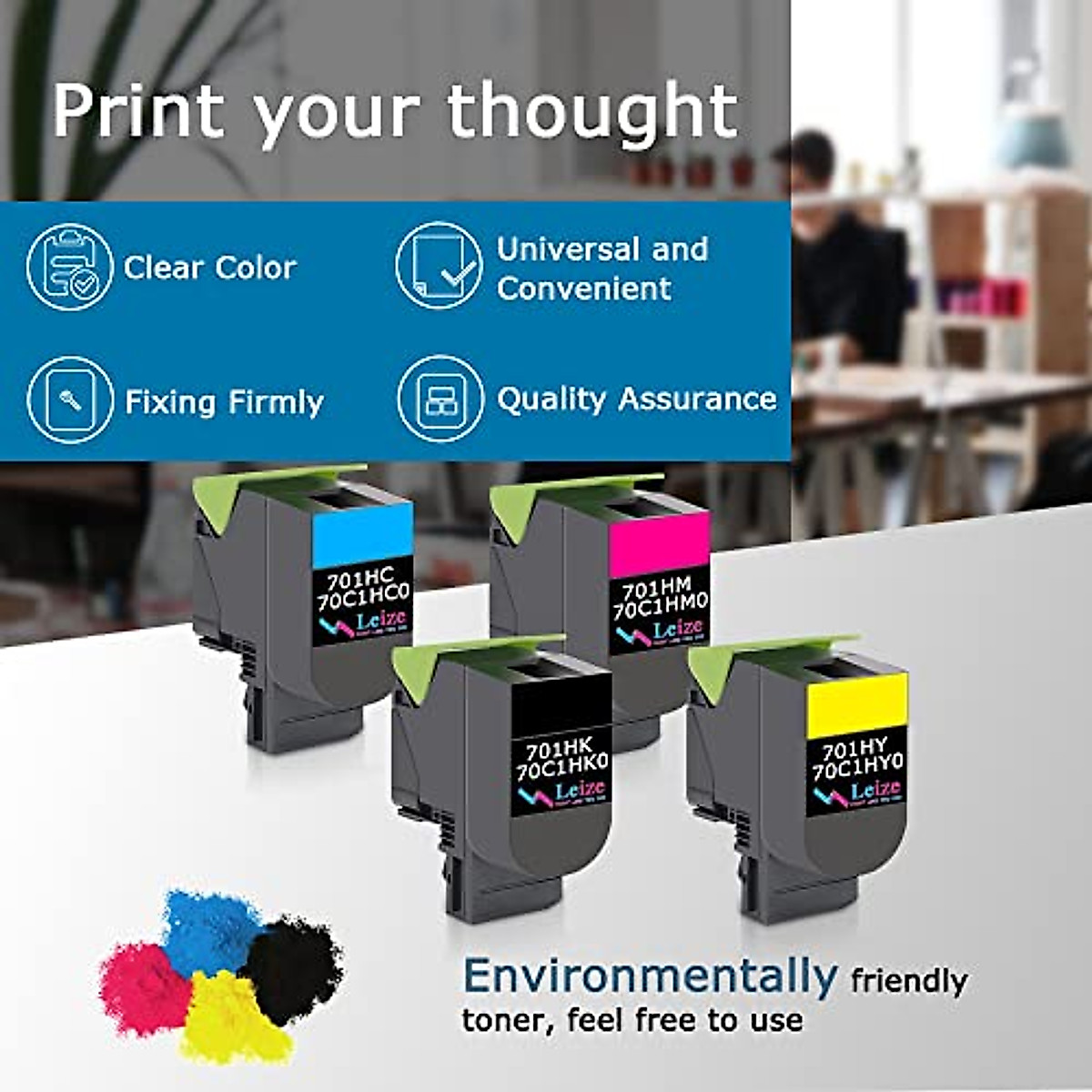Leize Compatible CS310DN Toner Cartridge use for Lexmark CS310DN CS410DN CS310N CS310 CS510DE CS410N CS410DTN CS510DTE Printer Replacement for Lexmark 70C1HK0 70C1HC0 70C1HM0 70C1HY0 Ink (KCMY-4 Pack)
