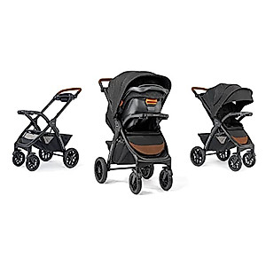 Chicco Bravo Primo Trio Travel System, Bravo Primo Quick-Fold Stroller with Chicco KeyFit 35 Zip Extended-Use Infant Car Seat, Car Seat and Stroller Combo | Springhill/Black