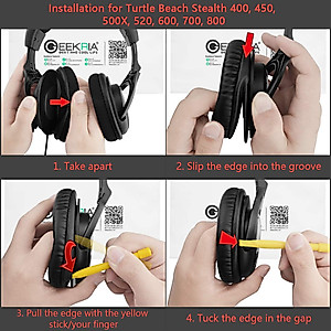 Geekria Comfort Velour Replacement Ear Pads for Turtle Beach Ear Force Recon 50 50P 60P 150 Camo Call of Duty Advanced Warfare Gaming Headphones Earpads, Headset Ear Cushion Repair Parts (Black)