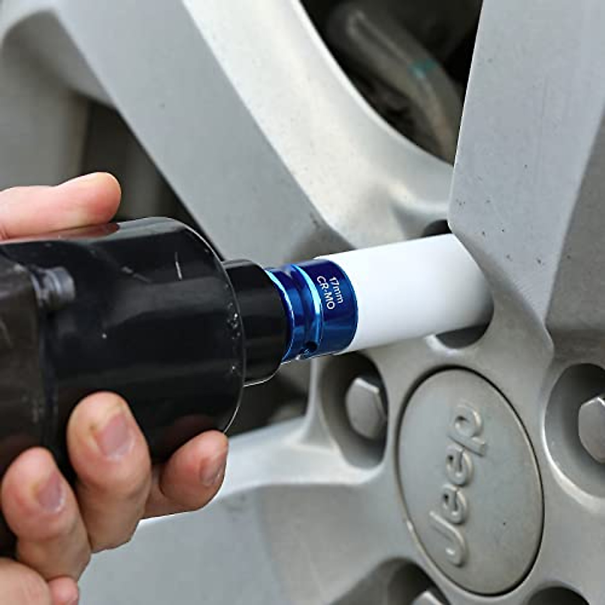 EMENTOL 7PCS 1/2" Drive Thin Wall Deep Wheel Protector Impact Socket Set, CR-MO, Lug Nut Impact Socket Set-17mm, 19mm, 21mm, 22mm, 23mm, 24mm, 27mm