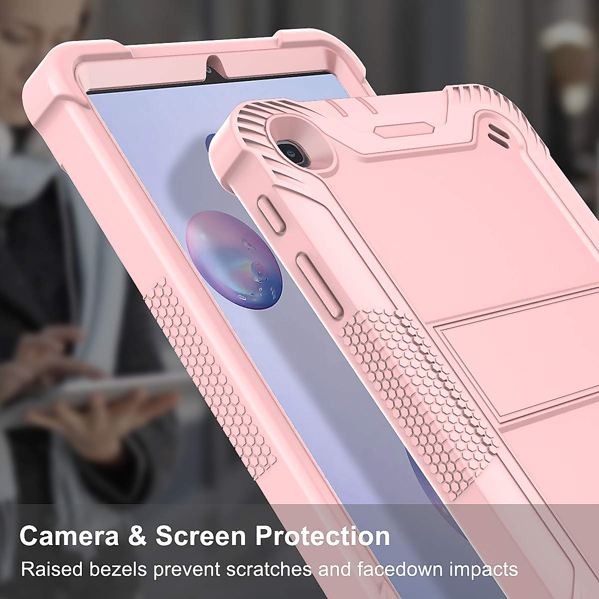 BAISRKE Case Cover for Galaxy Tab A 8.4 Case 2020, Heavy Duty Rugged Full-Body Hybrid Shockproof Drop Protection Cover for Samsung Galaxy Tab A 8.4 2020 Tablet Model SM-T307 / SM-T307U - Rose Gold