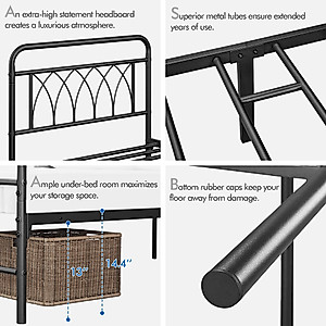 Yaheetech Twin Bed Frame Metal Platform Bed with Petal Accented Headboard/Footboard/14.4 Inch Under Bed Storage/No Box Spring Needed,Black