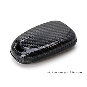iJDMTOY Compatible with Chevy 2016-up Camaro Cruze, 2017-up Malibu Sonic, Carbon Fiber Hydrographic Printing Design Smart Key Fob Cover Shell w/Black Silicone Keypad Button Skin