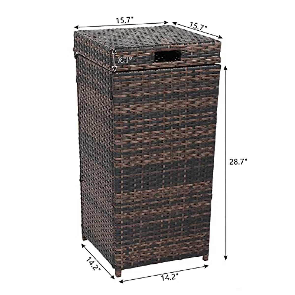 HomVent 24-Gallon Outdoor Trash Can Tall Rattan Garbage Can Trash Bin with Lid for Backyard.Patio.Deck and Outdoor Kitchen Use (Brown)