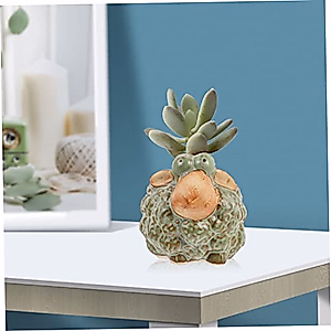 HANABASS Home Decor Home Home 2 pcs Flowerpots Alpaca Cute Bonsai Sheep Cartoon Pots Ceramic Animal Holder Mini Drainage Planter with Planters Indoor Plants Creative Desk Pot Lama Shaped Home Decor