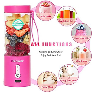 Jenoudar 18 Oz Portable Blender, Personal USB Rechargeable Blender,Personal Size Mini Blender for Shakes Smoothies, Juicer Cup with 6 Blades for Travel Sports Home,BPA free Easy to Clean