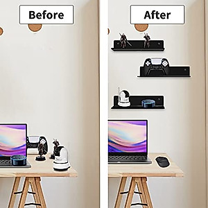 AIBORS Floating Shelves Acrylic Wall Mounted Hanging Shelf Set of 3-12 Inch Wall Display Shelf for Bedroom, Bathroom, Kitchen, Living Room, Office with Cable Clips