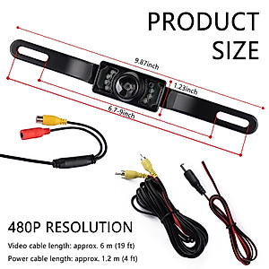 HD Backup Camera for Car with 8 LED Night Vision License Plate Camera,170° Wide Angle Waterproof Rear View Camera for Car/SUV/Truck/Van/RV Reverse Camera Systems