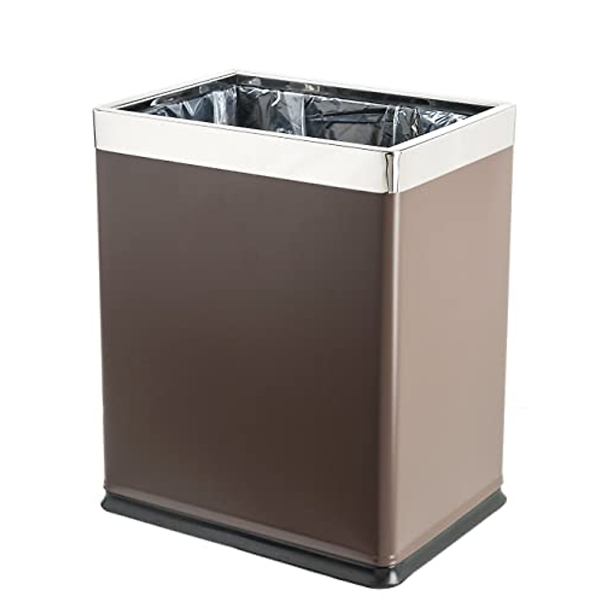 Brelso 'Invisi-Overlap' Open Top Metal Trash Can, Small Office Wastebasket, Modern Home Décor, Rectangle Shape (Brown)