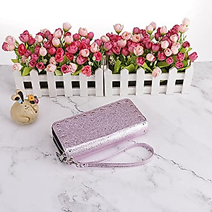 RFID Blocking Leather Wallet for Women,Excellent Women's Pu Leather Phone Credit Card Holder with Removable Wristlet