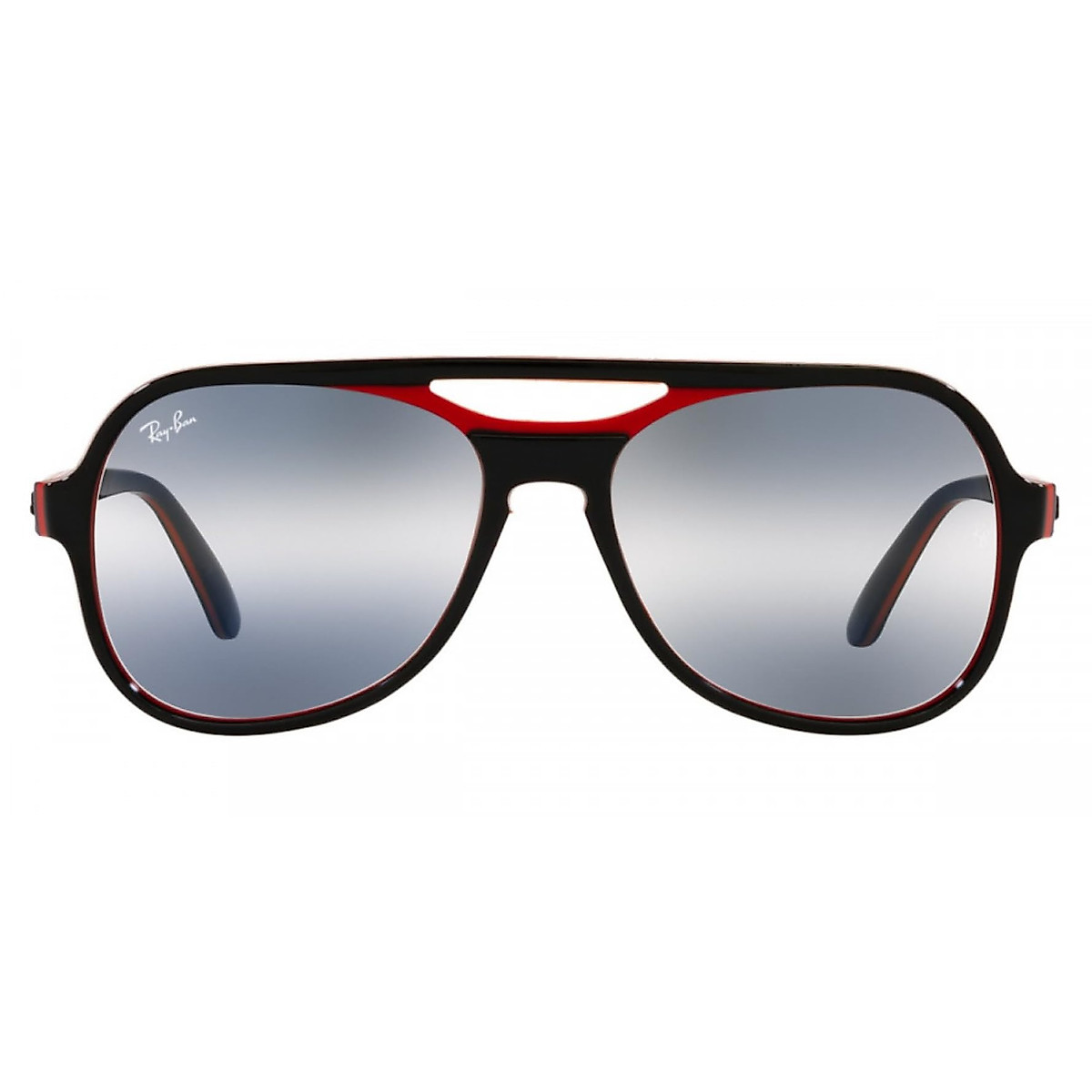 Ray-Ban Rb4357 Powderhorn Aviator Sunglasses, Black Red Blue/Clear Gradient Blue, 58 mm