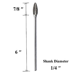SE-5L6 Tungsten Carbide Burr Lengthened Rotary File Oval Egg Shape Double Cut with 1/4''Shank for Die Grinder Drill Bit