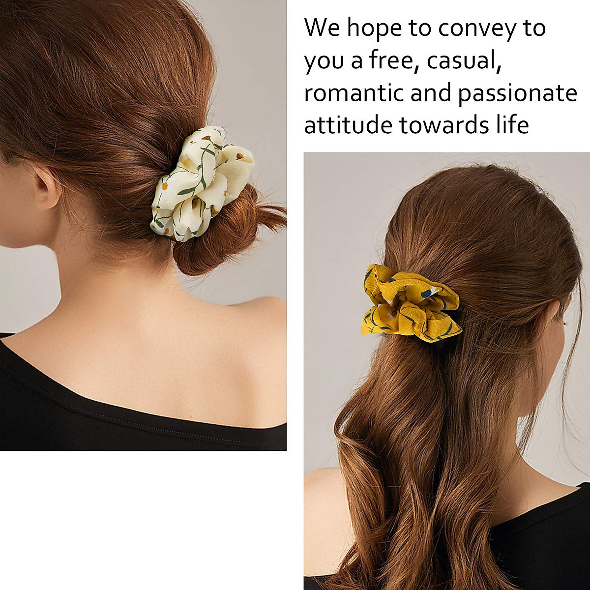 Velscrun 20 Pcs Floral Plaid Solid Color Scrunchies, Scrunchies for Girls Women with Chiffon, Hair Scrunchies for Women's Hair Elastics Bands Ponytail Holder Bulk, Hair Accessories Hair Ties Gifts