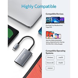 Anker USB-C SD 4.0 Card Reader, PowerExpand+ 2-in-1 Memory Card Reader, for SDXC, SDHC, SD, MMC, RS-MMC, Micro SDXC, Micro SD, Micro SDHC Card, UHS-II, and UHS-I Cards