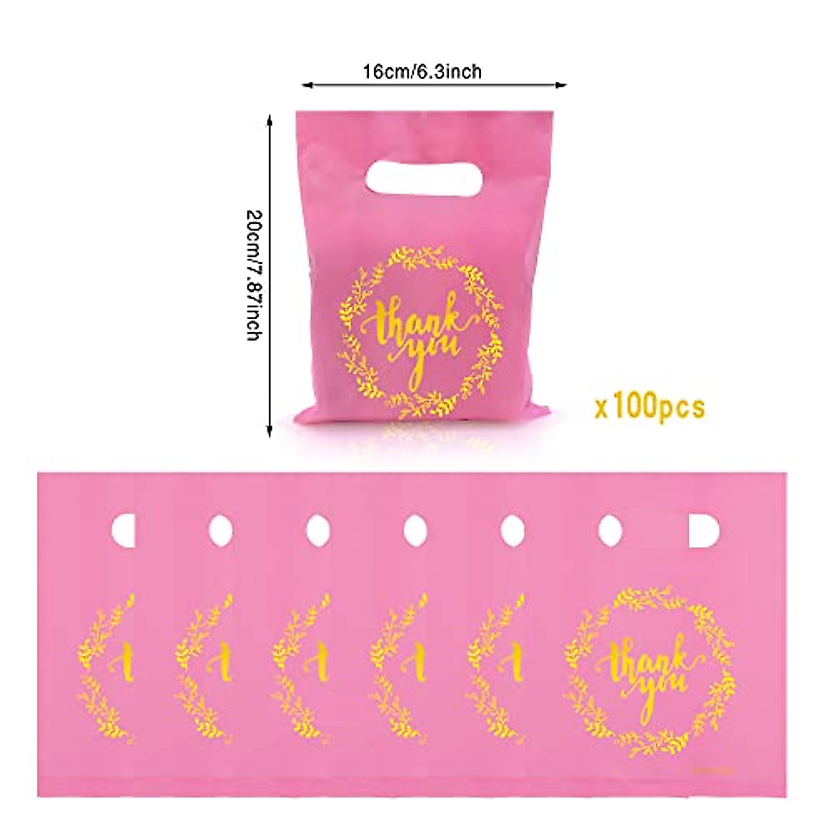 TOSPARTY Plastic Thank You Merchandise Bags Party Present Bags Candy Cookie Treat Bags for Birthday Party Baby Shower Wedding Christmas Retirements
