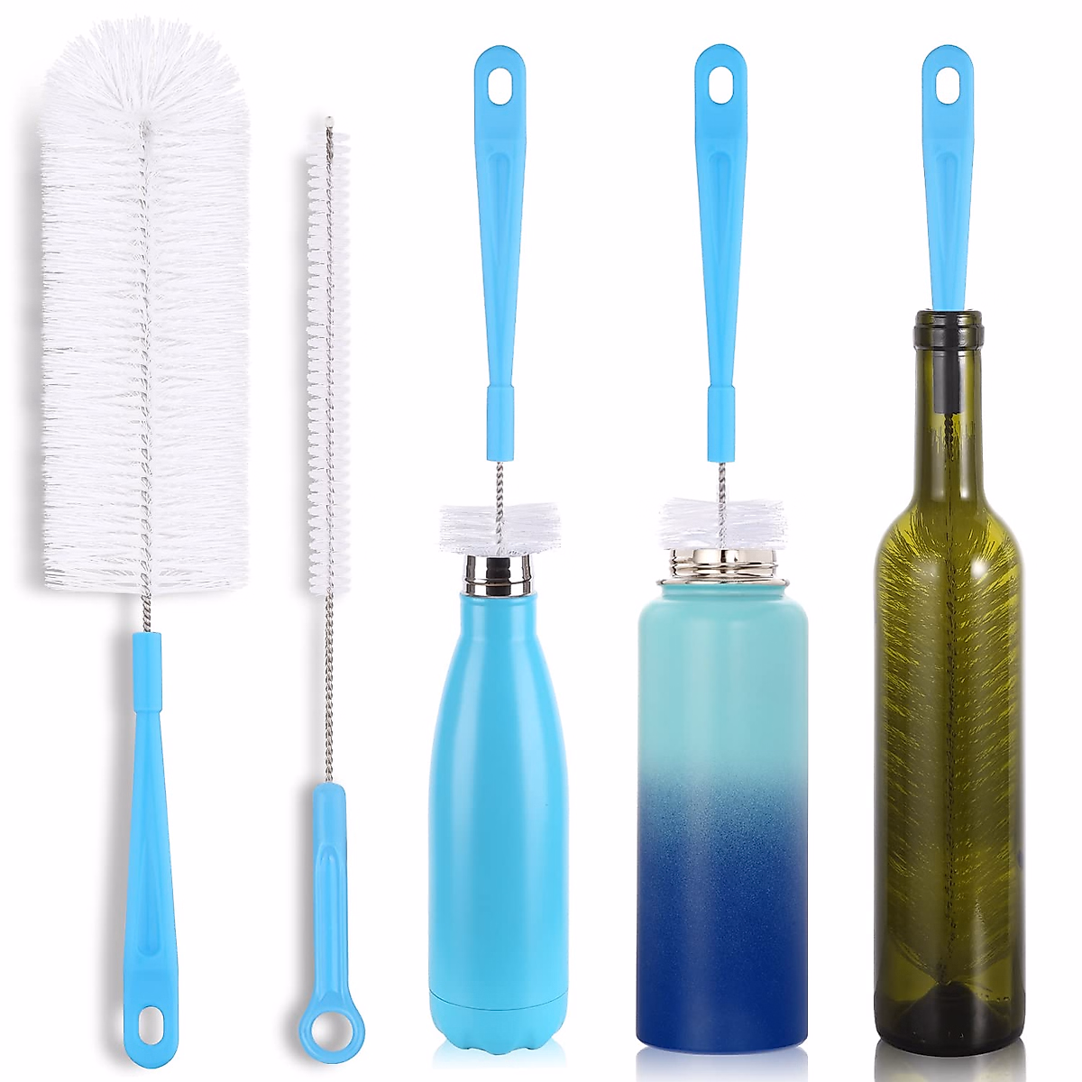 16" Bottle Brush Cleaner for Water Bottle - Long Handle Bottle Brush for Cleaning Thermos Hydro Flask Contigo S’Well Simple Modern Narrow Neck Sport Bottles Kombucha Beer Bottle and Jugs, Set of 2