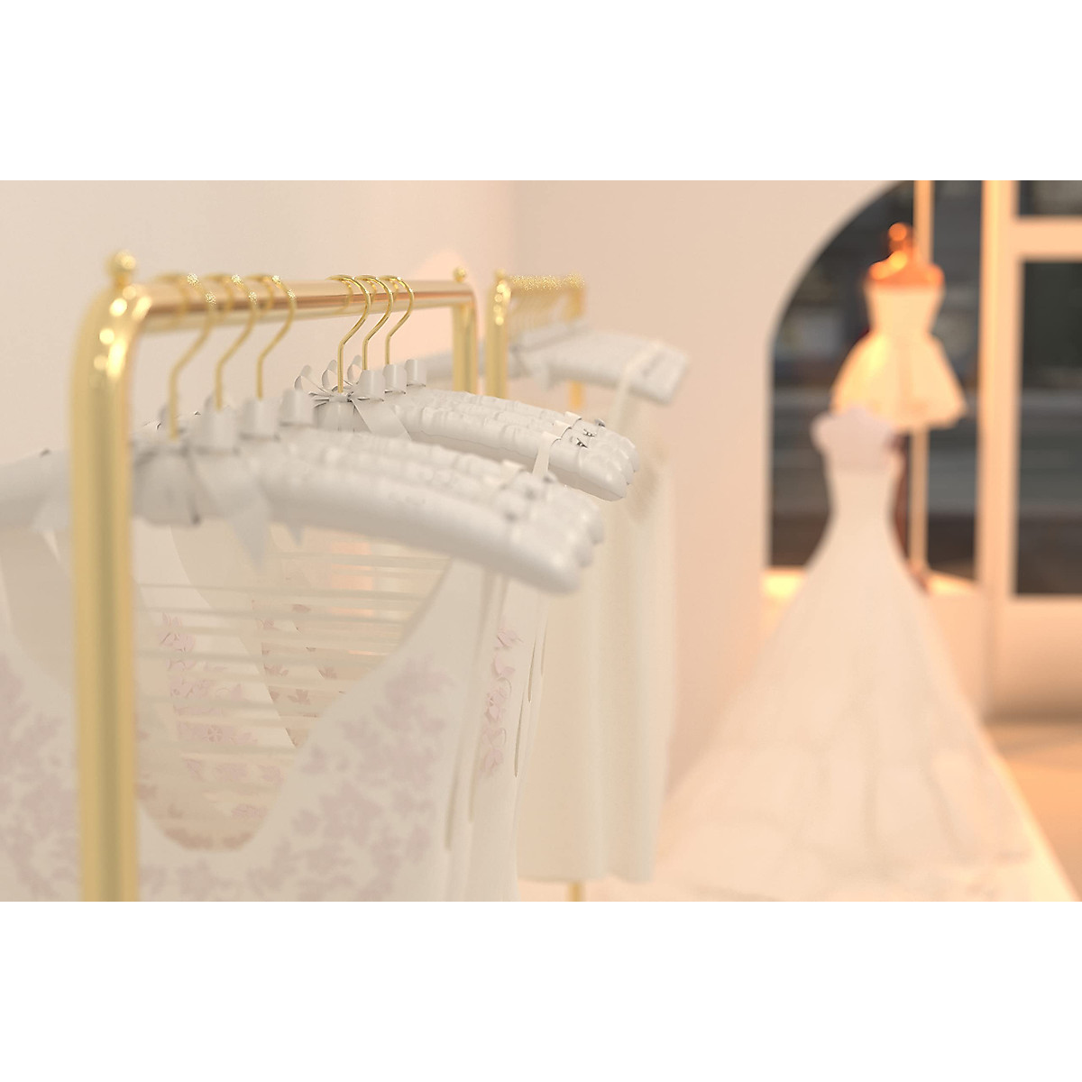 Hangerworld White 17inch Satin Padded Top Garment Wedding Clothes Coat Hangers with Buttons