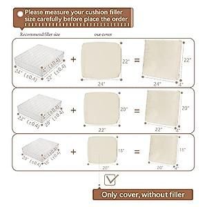 idee-home Patio Cushion Covers Replacement, Outdoor Cushion Covers Slipcovers for Patio Furniture, Couch Seat Cushions Cover with Zipper, Sunbrella Waterproof Slip Covers Outside (Set of 6, 20x22 in)
