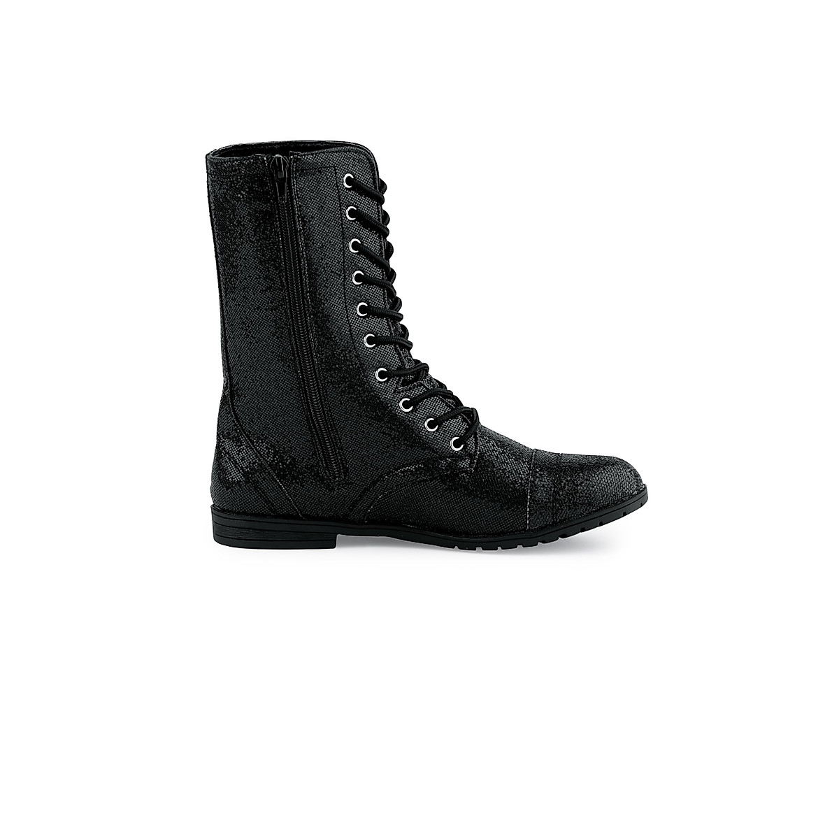 Balera Womens Combat Boots For Dance With Glitter And Zipper Rubber Sole Shoes