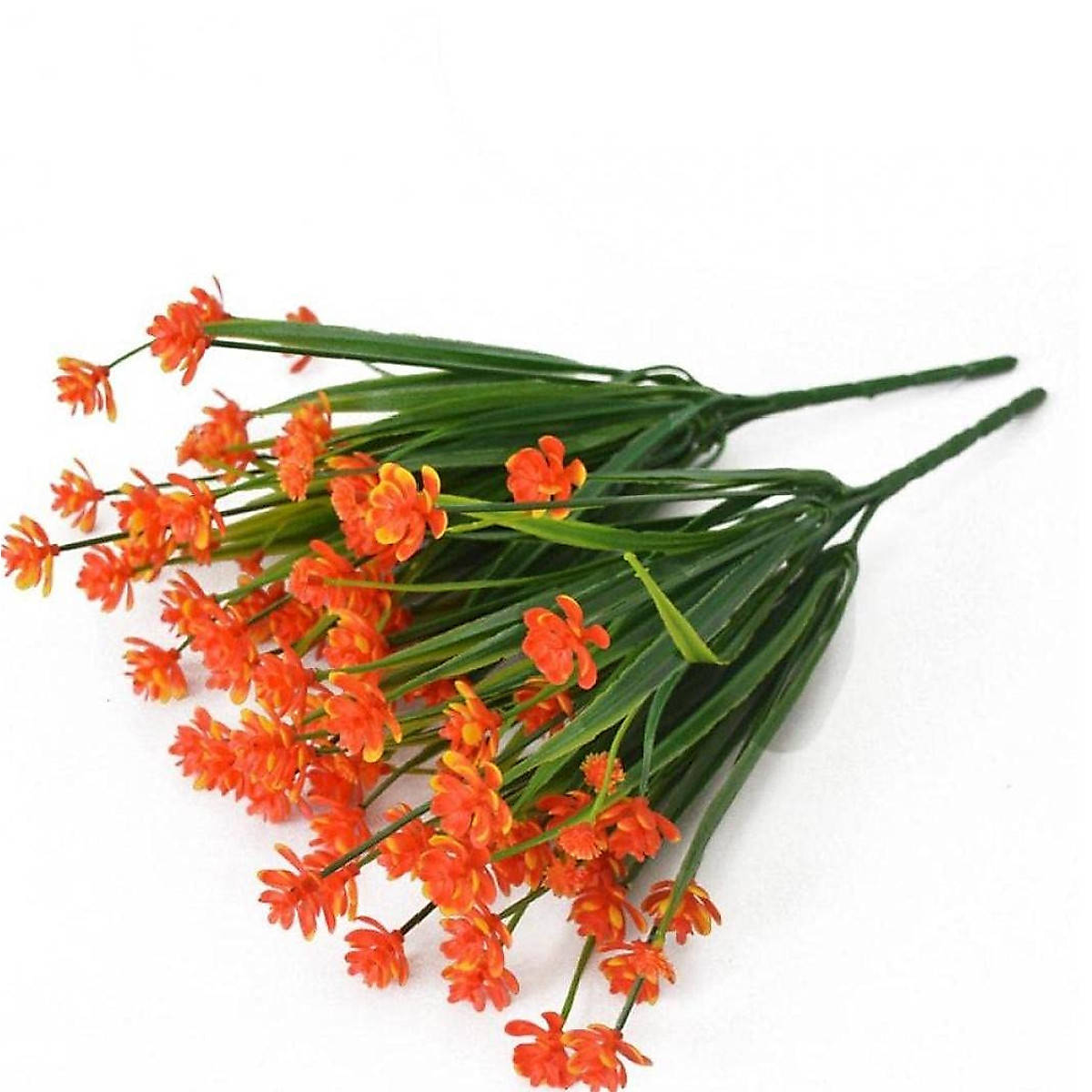 TOSSPER 1 Bundles Artificial Flowers, Fake Simulation Plant Plastic Shrubs for Home Garden Porch Window Wedding Party Decor (Orange)