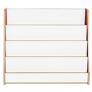 Factory Direct Partners 11941-WHRD Colorful Essentials Big Book Display, Laminate Storage Shelf for Kid"s Books for Bedroom, Playroom, Daycare or Classroom - White/Red