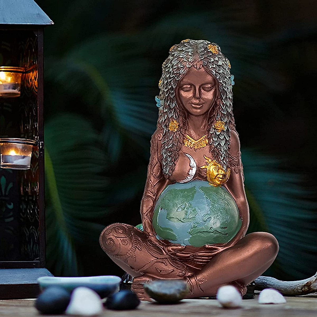 Millennial Gaia Statue Mother Earth Art Statue Resin Figurine for Home and Garden Decor(Mother Earth-5.9" 3.9" 3.35")