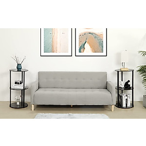 VIEWALL Round Bedside Side Table, Round End Table with Storage Shelf Small Night Stand for Living Room Couch Sofa Bedroom Balcony Home Office, Black